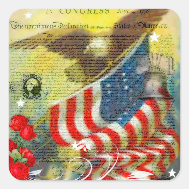 Patriotic theme square sticker | Zazzle