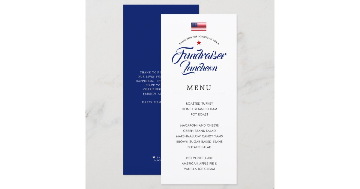 Patriotic Themed | Political Style Dinner Menu | Zazzle