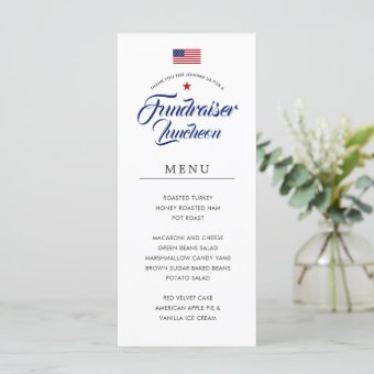 Patriotic Themed | Political Style Dinner Menu | Zazzle