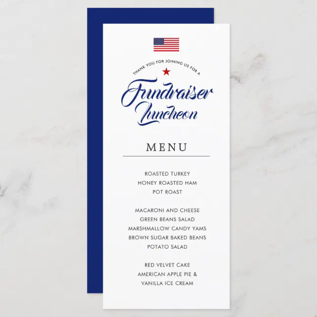 Patriotic Themed | Political Style Dinner Menu | Zazzle