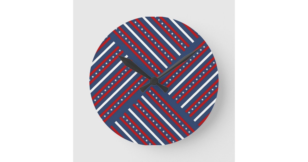 Patriotic Time Round Clock | Zazzle