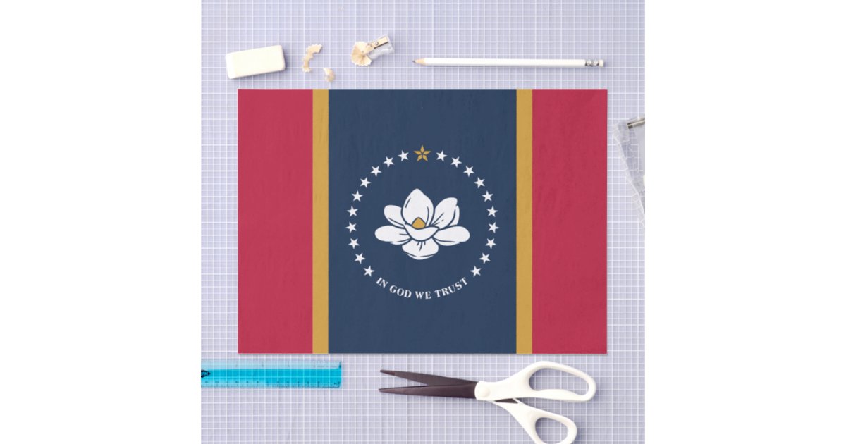Patriotic tissue paper with flag of Mississippi | Zazzle