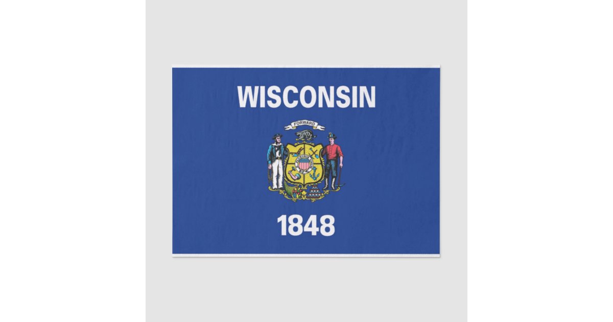 Patriotic tissue paper with flag of Wisconsin, USA | Zazzle