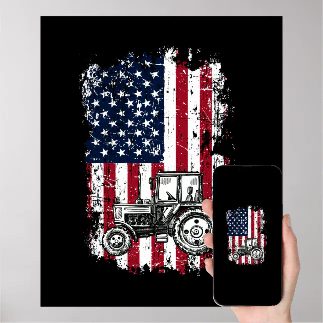 Patriotic Tractor American Flag Tractor Farm Poster | Zazzle