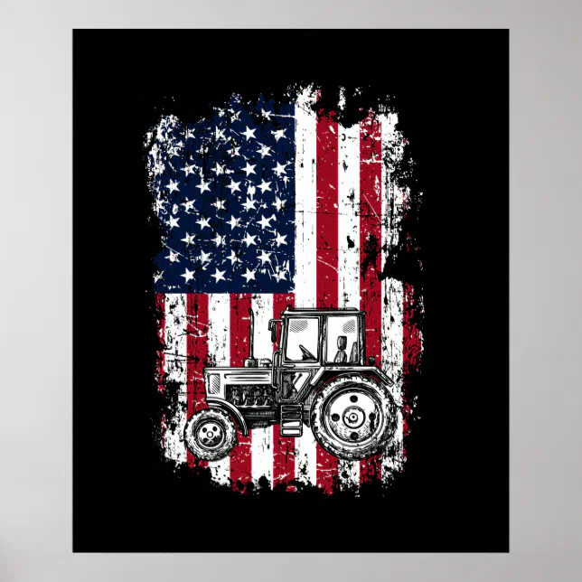 Patriotic Tractor American Flag Tractor Farm Poster | Zazzle