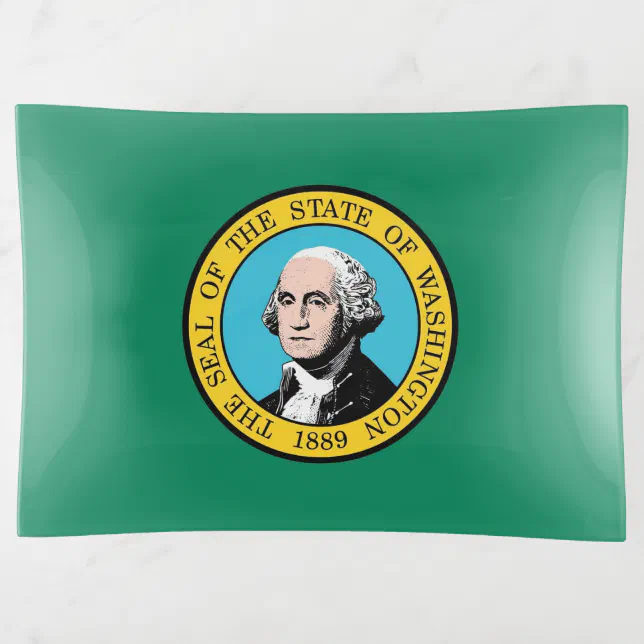 Patriotic trinket tray with flag of Washington | Zazzle