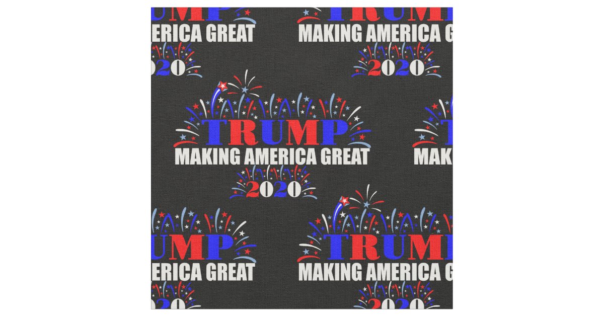 Patriotic Trump 2020 Firework Pattern Fabric | Zazzle