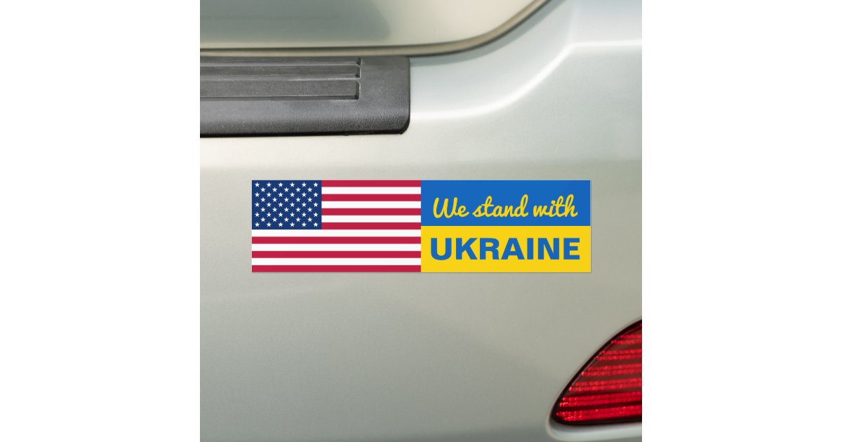 Patriotic Ukraine USA American Flag Bumper Sticker | Zazzle