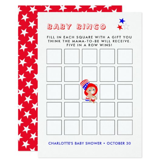 Patriotic Uncle Sam American Baby Shower Bingo Invitation | Zazzle.com