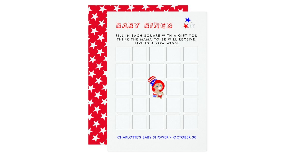 Patriotic Uncle Sam American Baby Shower Bingo Invitation | Zazzle.com