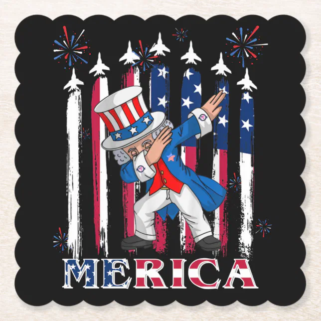 Patriotic Uncle Sam Dabbing 4th of July Paper Coaster | Zazzle