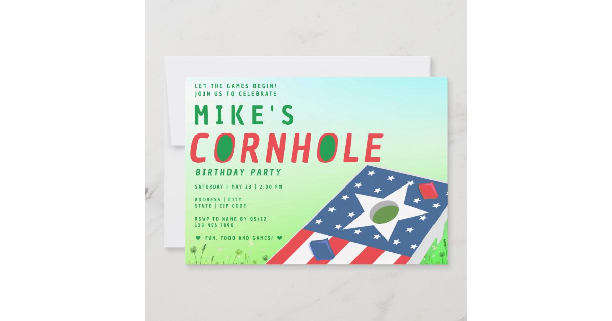 Patriotic US Bean Bag Sack Toss Cornhole Party Invitation | Zazzle
