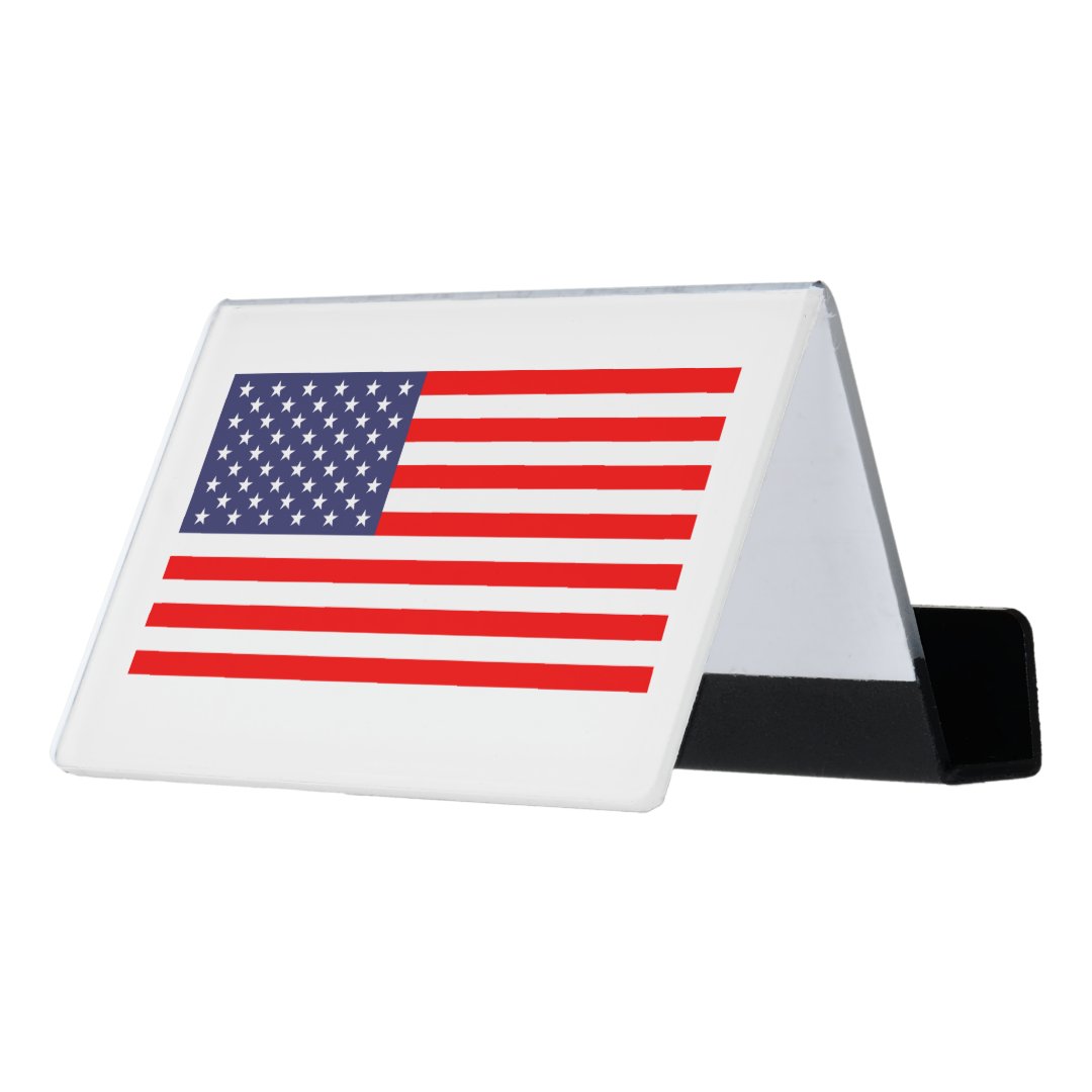 Patriotic US flag custom desk business card holder | Zazzle