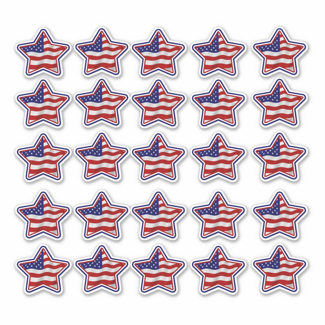 Patriotic US Flag Star Shaped Vinyl Stickers | Zazzle