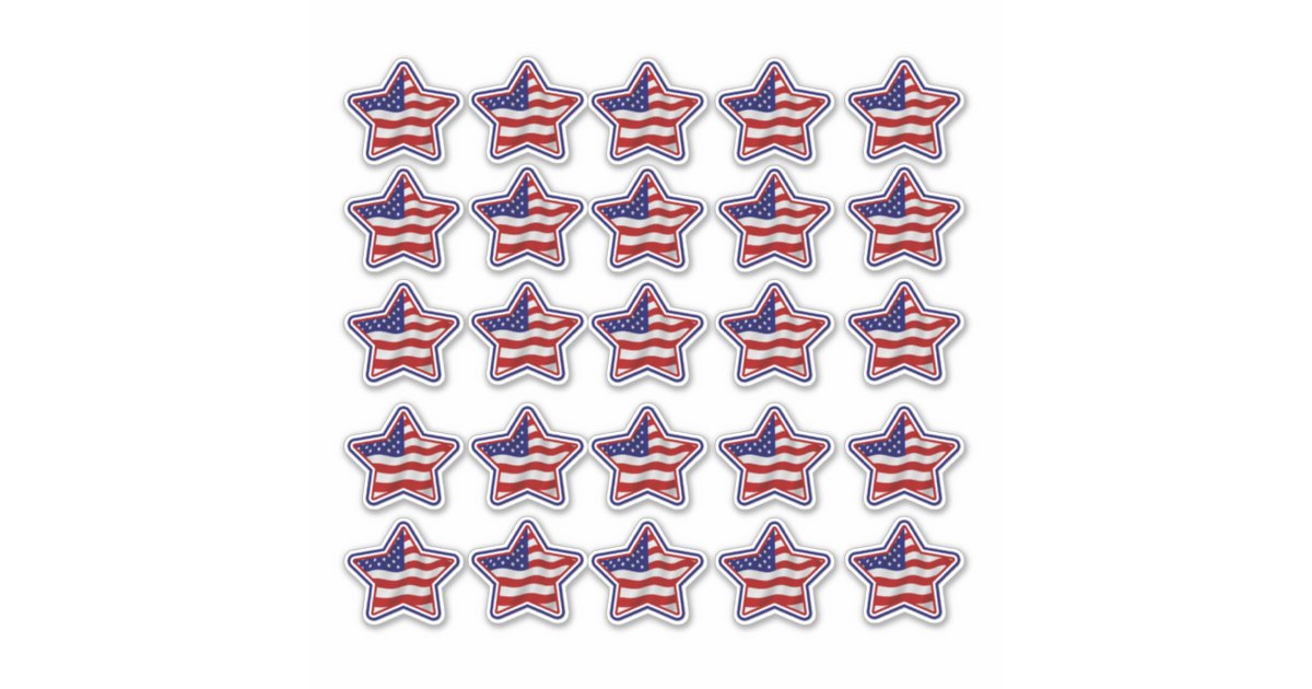Patriotic US Flag Star Shaped Vinyl Stickers | Zazzle