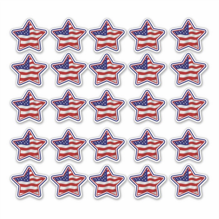 Patriotic US Flag Star Shaped Vinyl Stickers | Zazzle