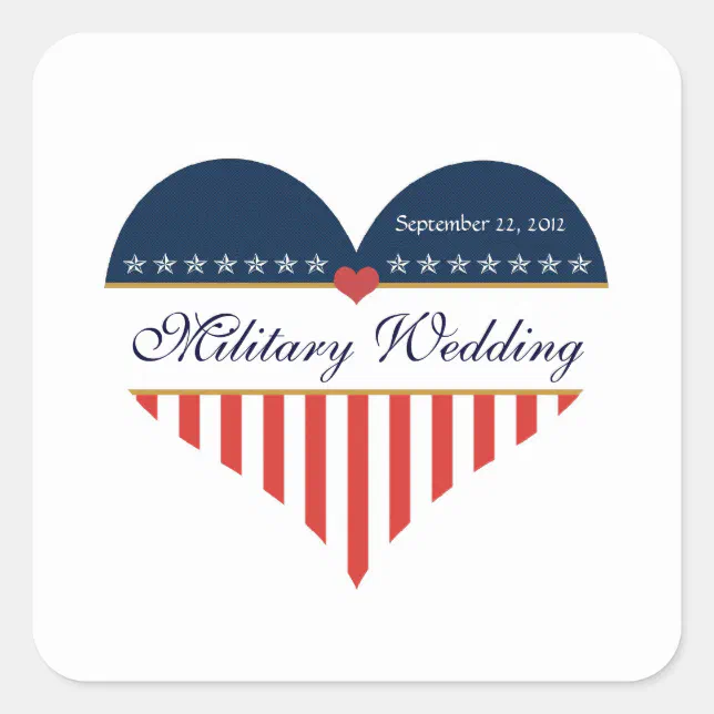 Patriotic US Heart Flag Military Wedding Stickers | Zazzle