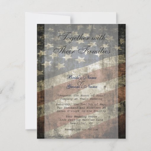Patriotic US Vintage American Flag Wedding Invitation | Zazzle