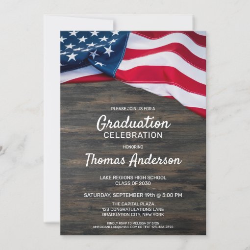 Patriotic Usa American Flag Military Graduation Invitation | Zazzle