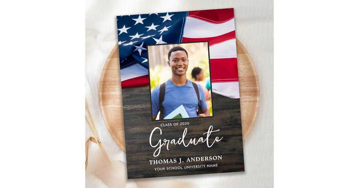 Patriotic USA American Flag Military Graduation Invitation | Zazzle
