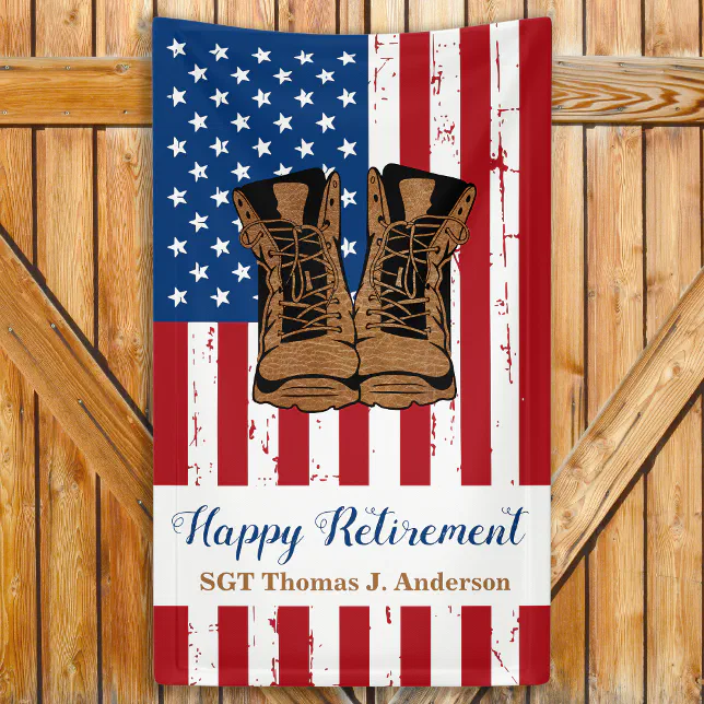 Patriotic USA American Flag Military Retirement Banner | Zazzle