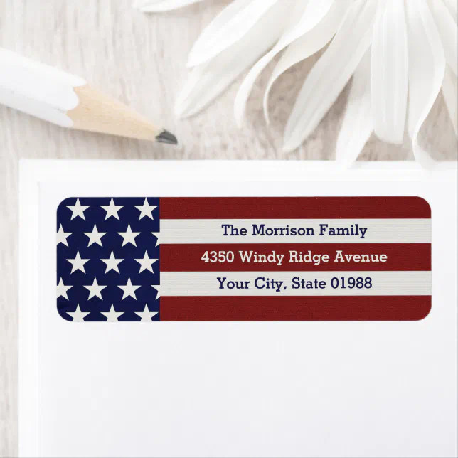 Patriotic USA American Flag Stars & Stripes Label | Zazzle