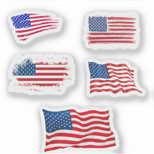 Patriotic USA American Flags Sticker | Zazzle