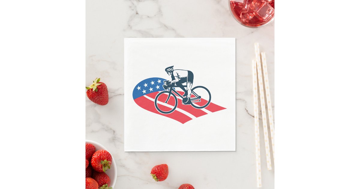 Patriotic USA Cycling American Flag Bike Rider Napkins | Zazzle