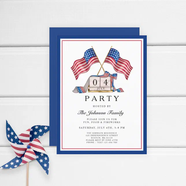 Patriotic USA Flag 4th Of July Invitation Postcard | Zazzle