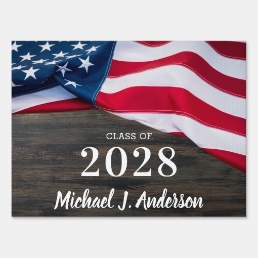 Patriotic USA Flag Photo Military Graduation Sign | Zazzle