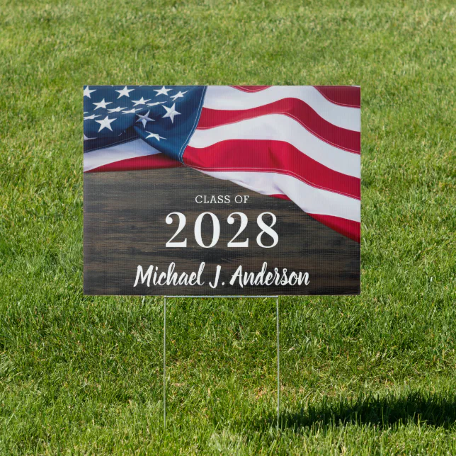 Patriotic USA Flag Photo Military Graduation Sign | Zazzle