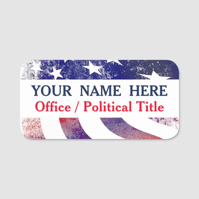 Patriotic USA Flag Political Campaign Name Tag | Zazzle