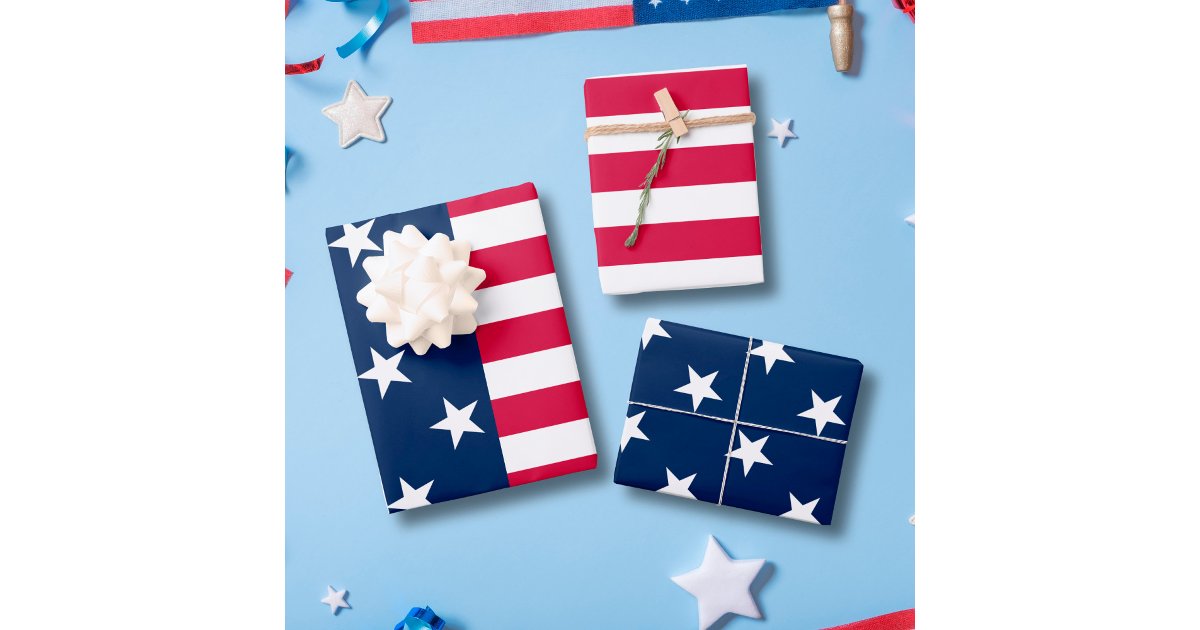 Patriotic USA flag stars and stripes american Wrapping Paper Sheets ...