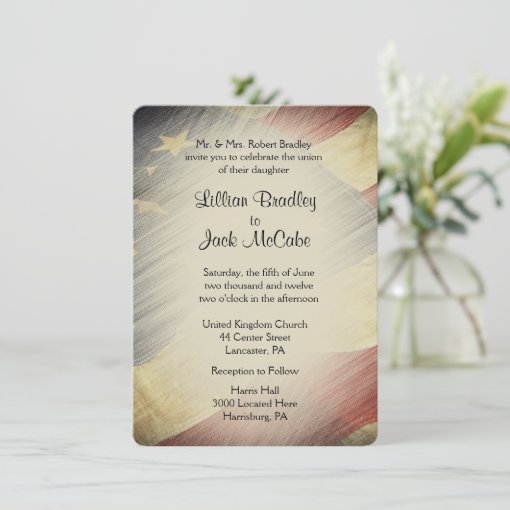 Patriotic USA Flag Wedding Invitations | Zazzle