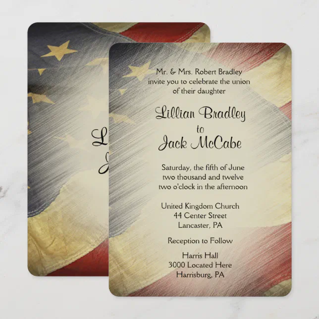 Patriotic USA Flag Wedding Invitations | Zazzle