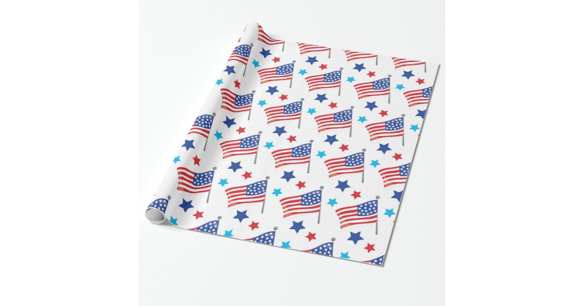 Patriotic USA flags Wrapping Paper | Zazzle