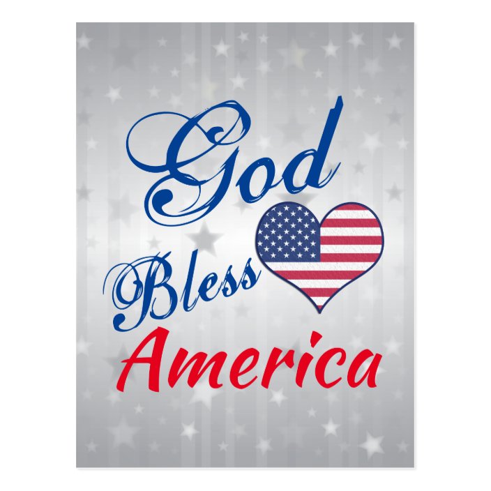 Patriotic USA Heart God Bless America Postcard | Zazzle.com