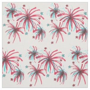 Fireworks 4th of July Colorful Summer Pattern Fabric | Zazzle
