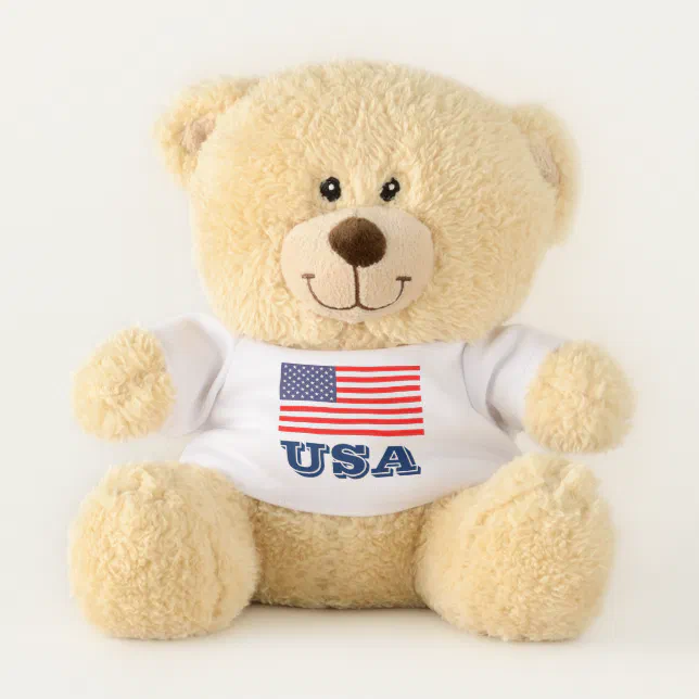 Patriotic USA pride teddy bear with American flag | Zazzle