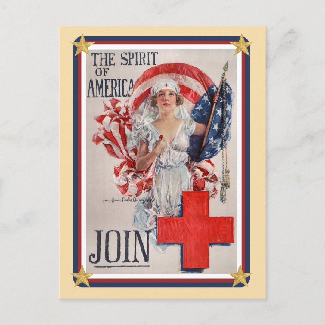 Patriotic USA - Red Cross Join Postcard | Zazzle