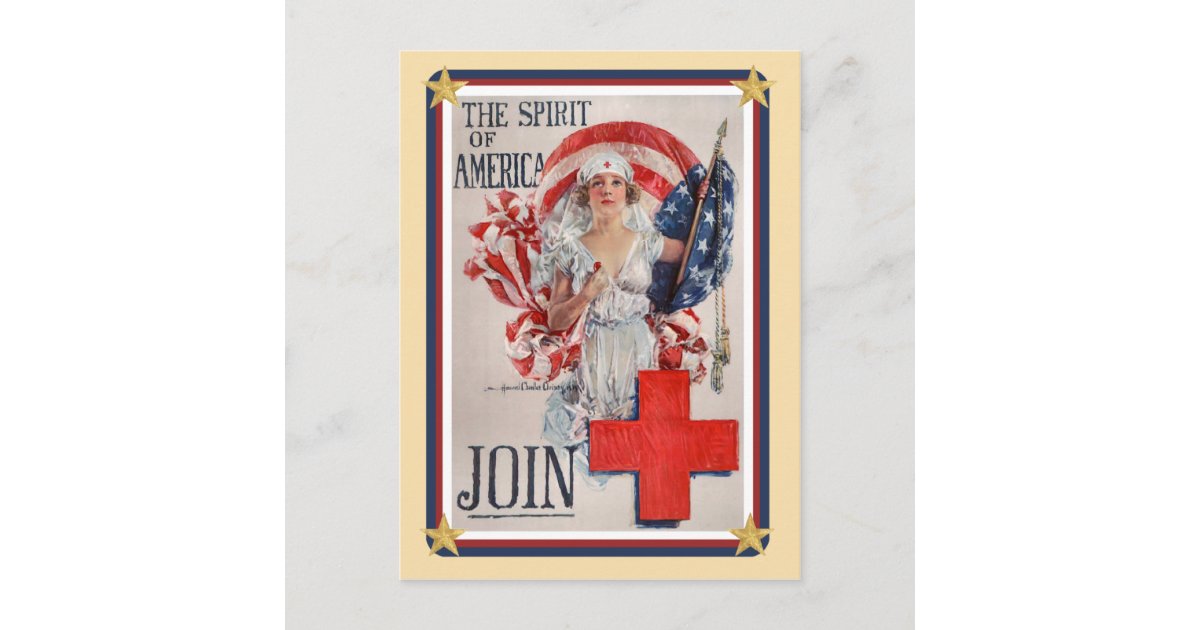 Patriotic USA - Red Cross Join Postcard | Zazzle