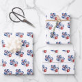 Patriotic USA red white blue flag balloons Wrapping Paper Sheets | Zazzle