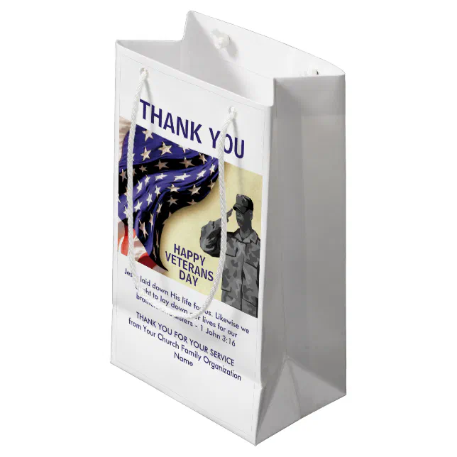 Patriotic USA Thank You VETERANS DAY Small Gift Bag | Zazzle