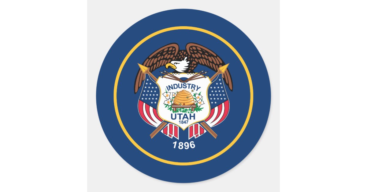 Patriotic Utah State Flag Classic Round Sticker | Zazzle