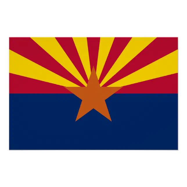 Patriotic wall poster with Flag of Arizona State | Zazzle