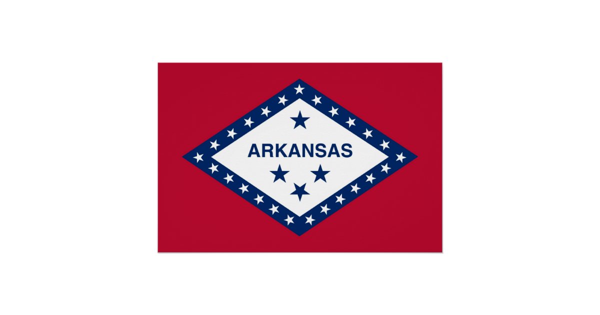 Patriotic wall poster with Flag of Arkansas State | Zazzle