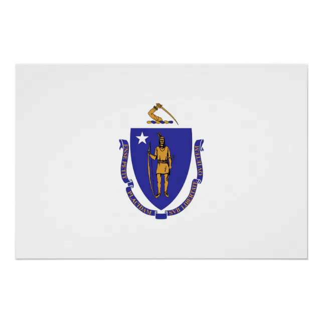 Patriotic wall poster with Flag of Massachusetts | Zazzle