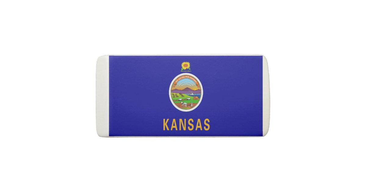 Patriotic Wedge Eraser with flag of Kansas | Zazzle