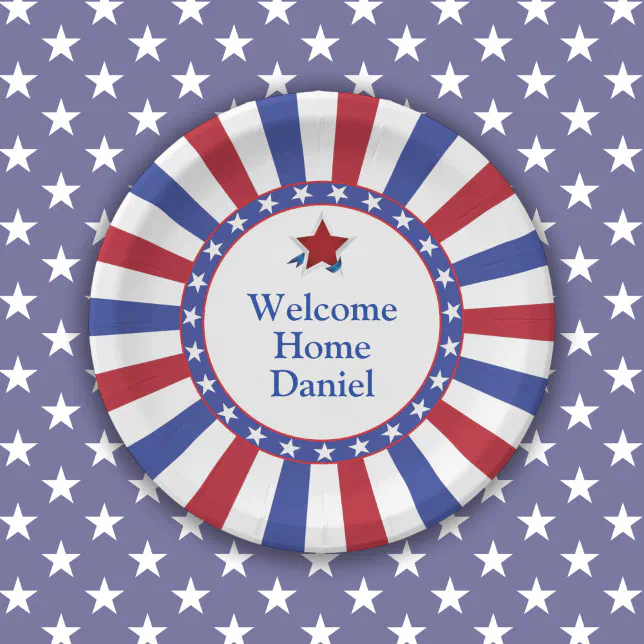 Patriotic Welcome Home Party Paper Plates | Zazzle