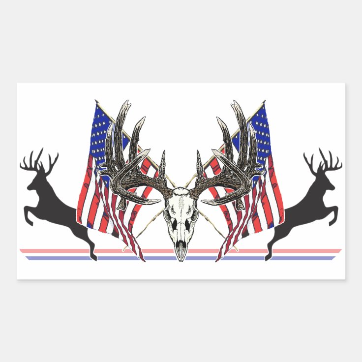 Patriotic Whitetail buck Rectangular Sticker | Zazzle